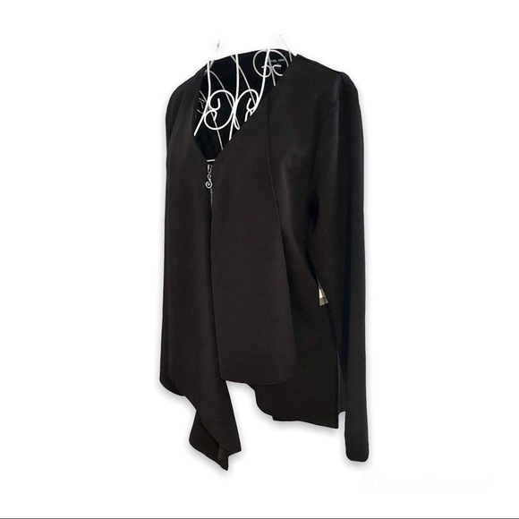 Samuel Dong | Jackets & Coats | Samuel Dong Black Asymmetrical Ruffle ...